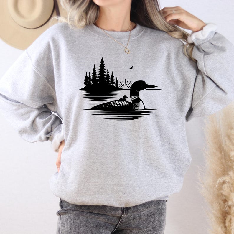 Loon Lover Sweatshirt Gift for Birder Bird Watcher, Minnesota Lake ...