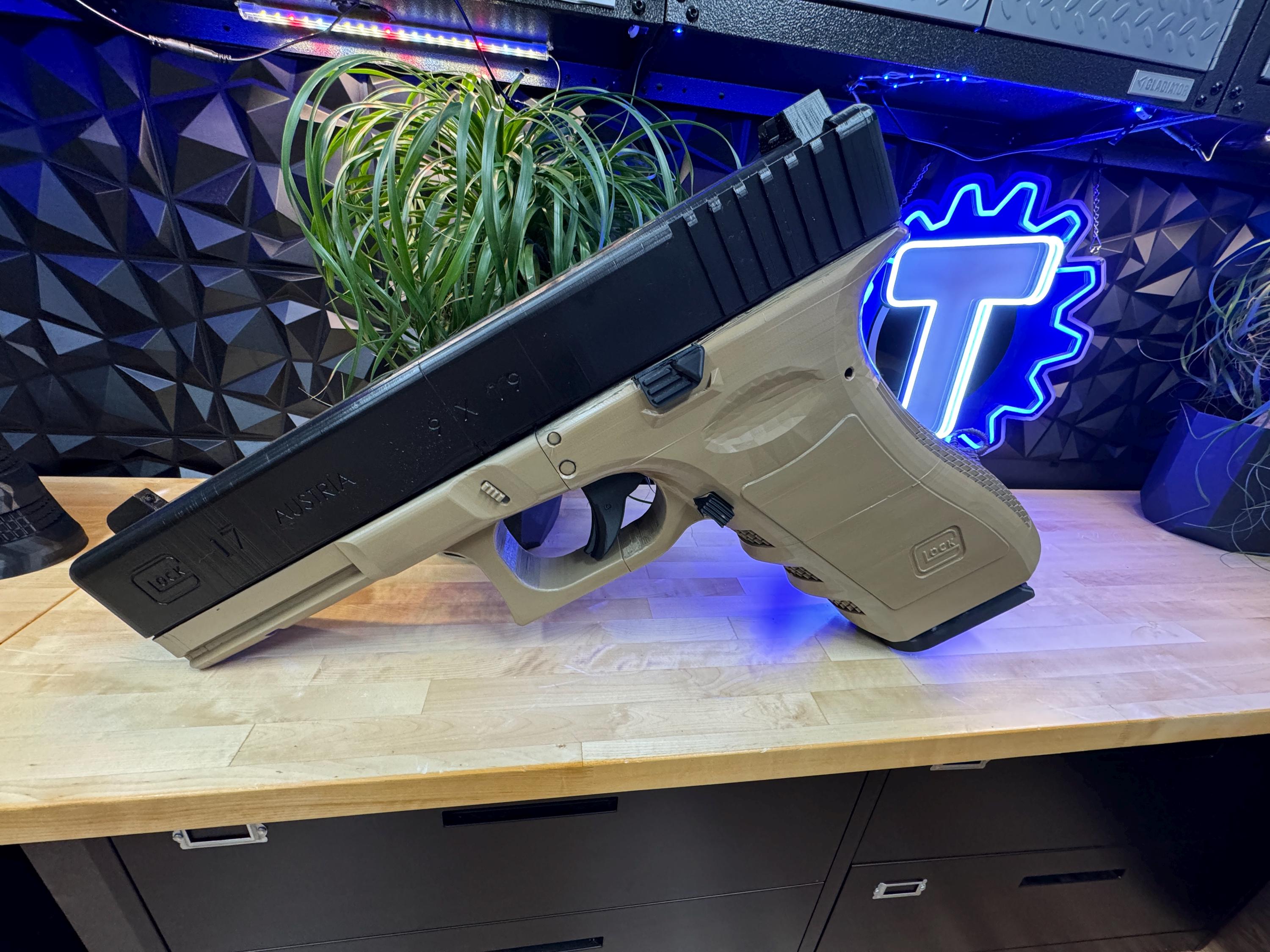 GIANT Glock 17 Wall Art desert Tan/khaki Color Movie/costume Prop ...