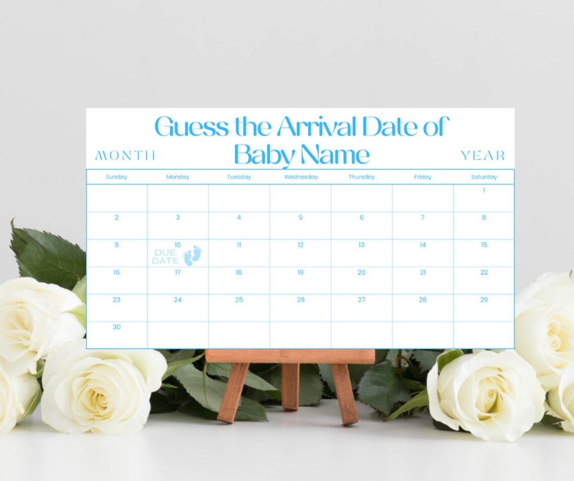 Guess the Due Date Poster Calender Game Guess the Due Date Calendar ...