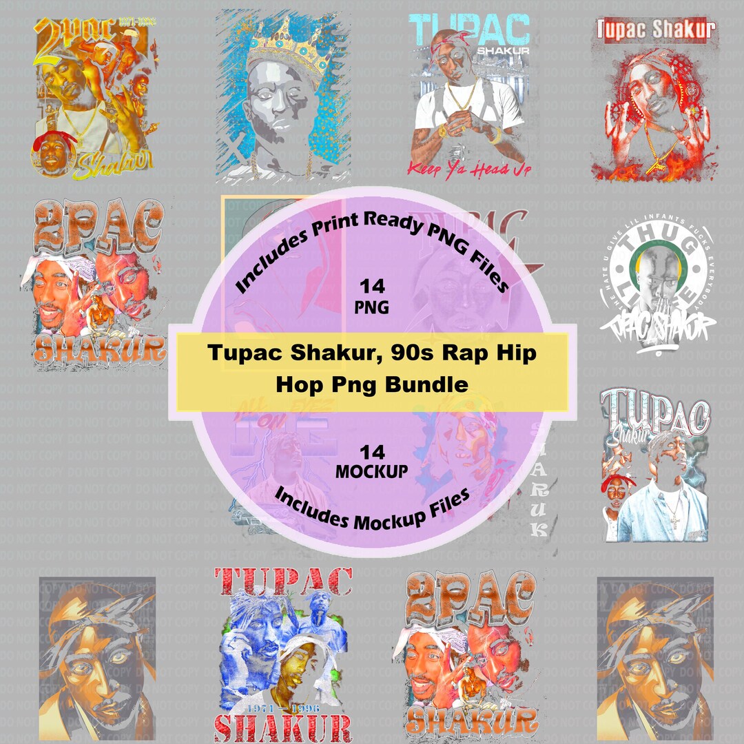 Tupac Shakur Dtf Halftone, Vintage Bootleg 90s Style, 90s Rap Hip Hop Png Bundle, Digital ...