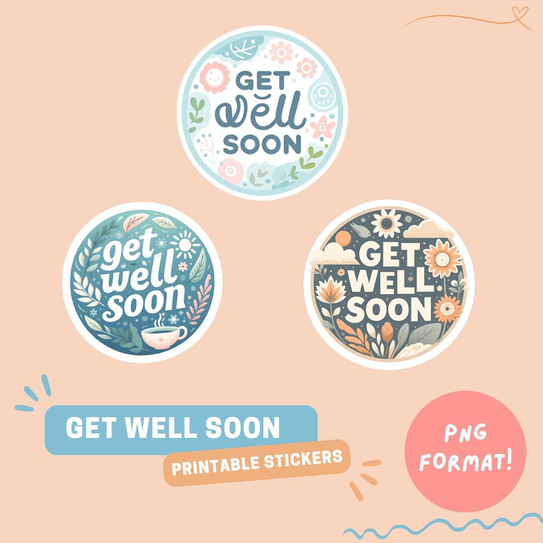 Printable Png, Circular Sticker Png, Cute Png, Get Well Soon Png ...