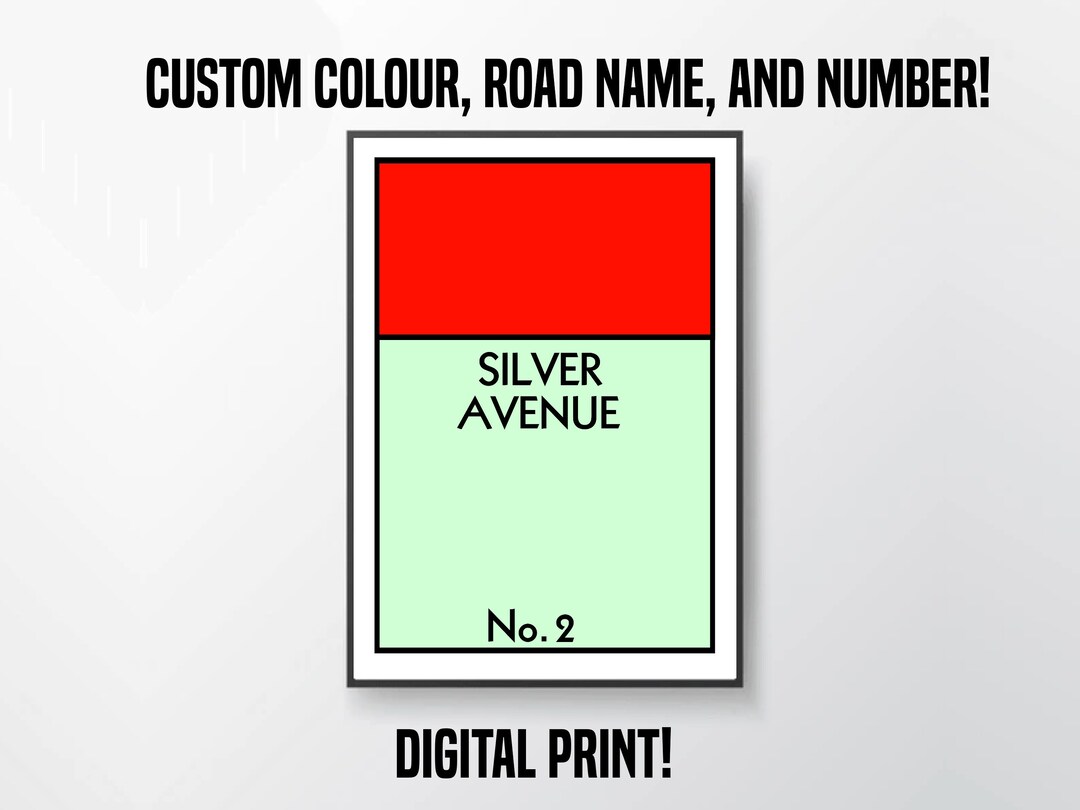 Custom Monopoly Digital Print, Gift for House, Wall Art, Decor, Colours ...