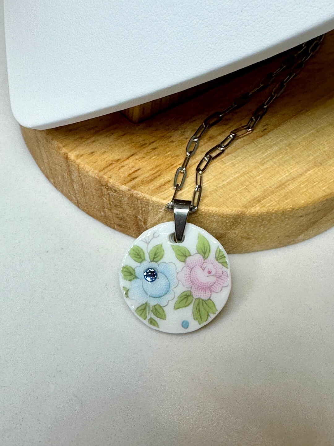 Broken China Jewelry - Vintage Sango Cannes Porcelain Necklace - Etsy