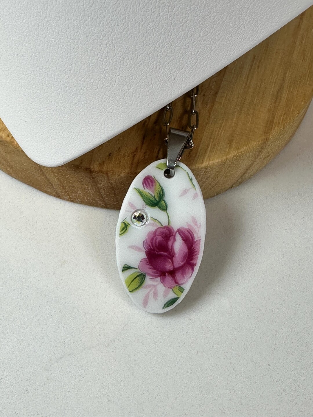 Broken China Jewelry - Vintage Hand Painted Lefton China Rose Chintz ...