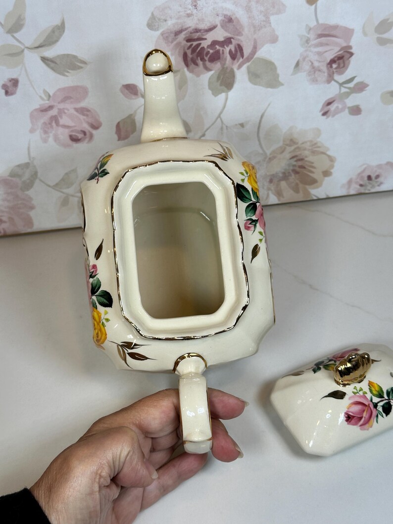 Vintage Sadler Cube Teapot: Hand-painted English Roses, 4-cup - Etsy