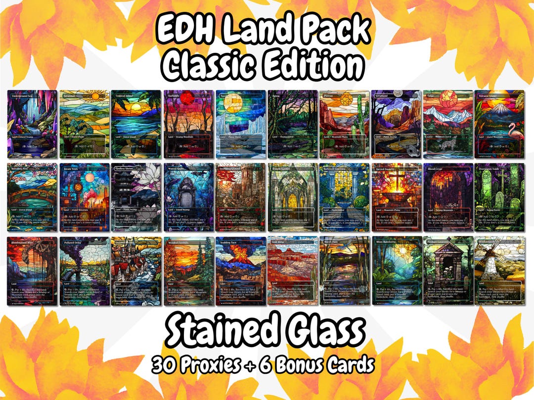 Classic EDH Land Pack (30+ Cards) Stained Glass Dual Fetch Shock Lands ...