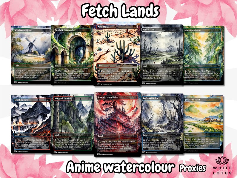 Classic EDH Land Pack (30+ Cards) Anime Watercolour Dual Fetch Shock ...