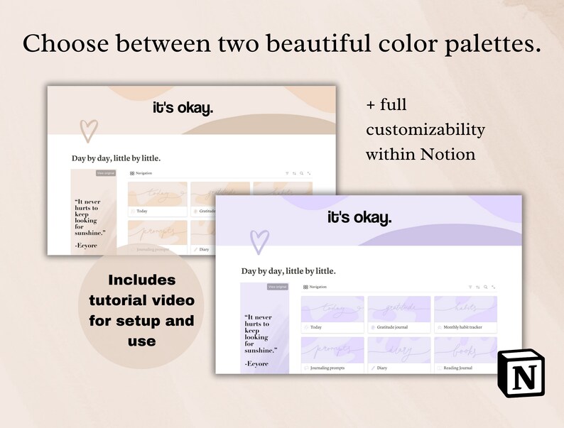 Mental Health Notion Template With Wellness Journal Prompts, Habit ...