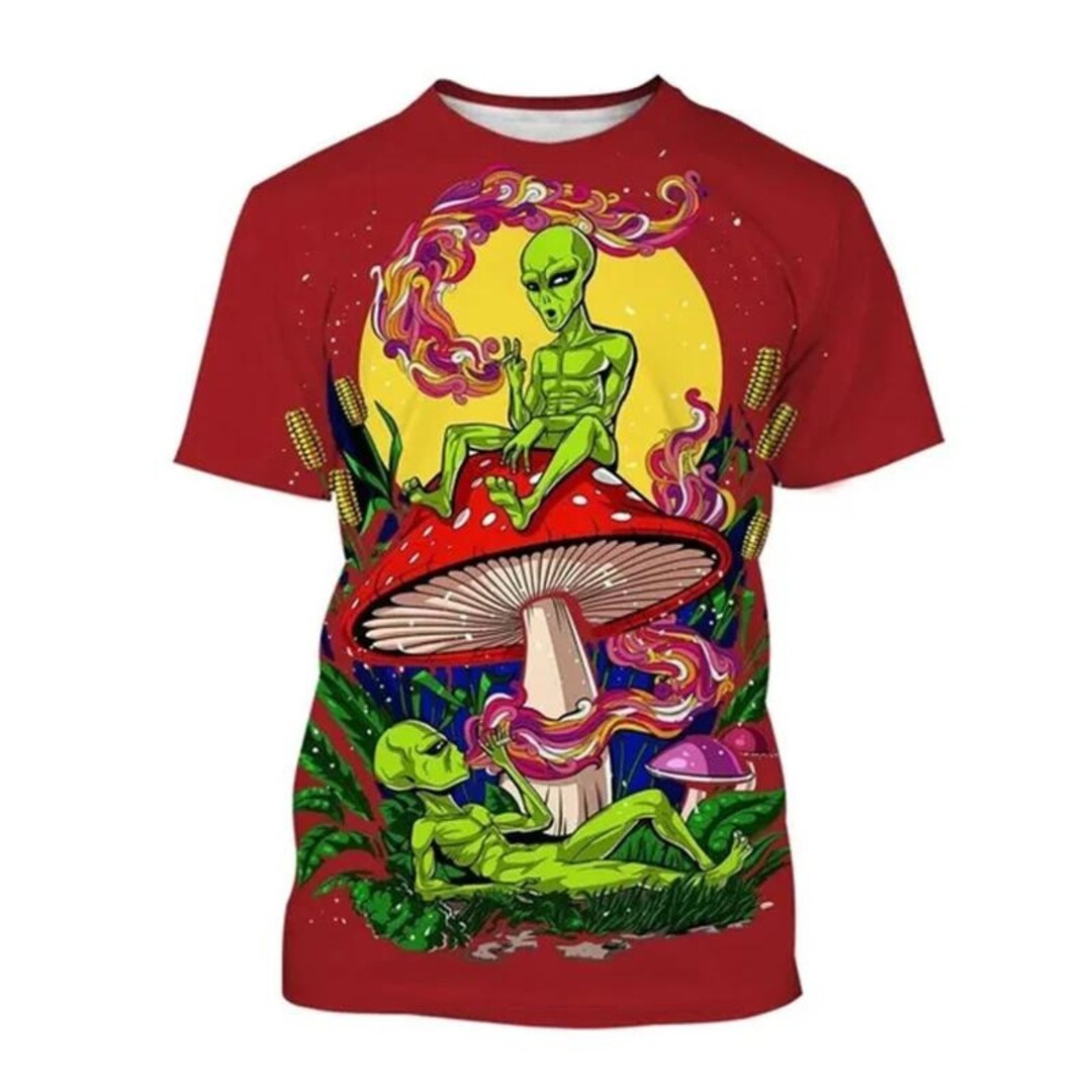 Alien Chill Out Psychedelic Print Unisex Casual T Shirt 4T-14T Also ...