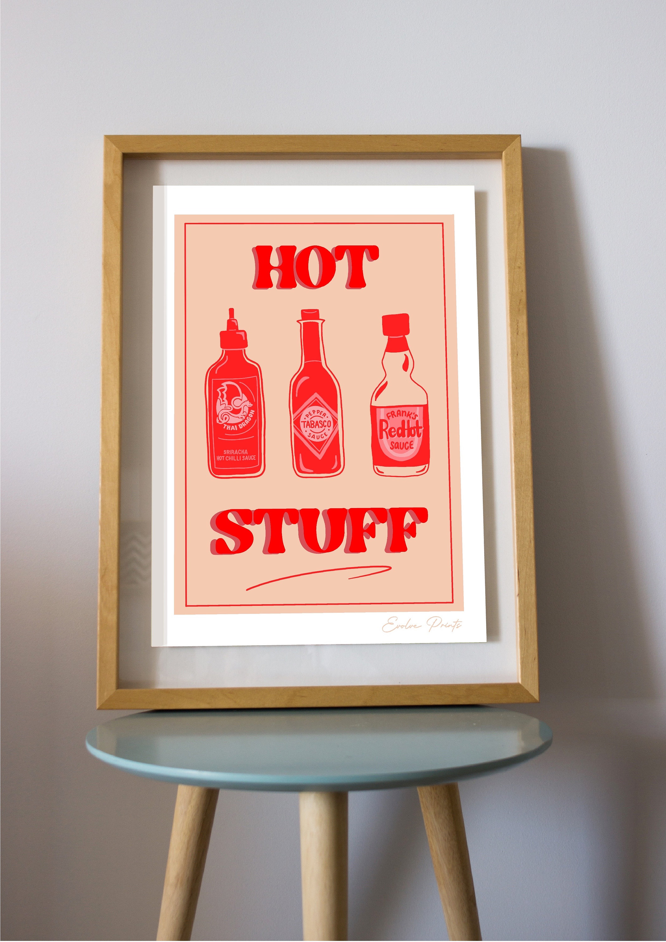 Hot Stuff Art Print, Hot Sauce Poster, Kitchen Print, Hot Sauce Gift ...