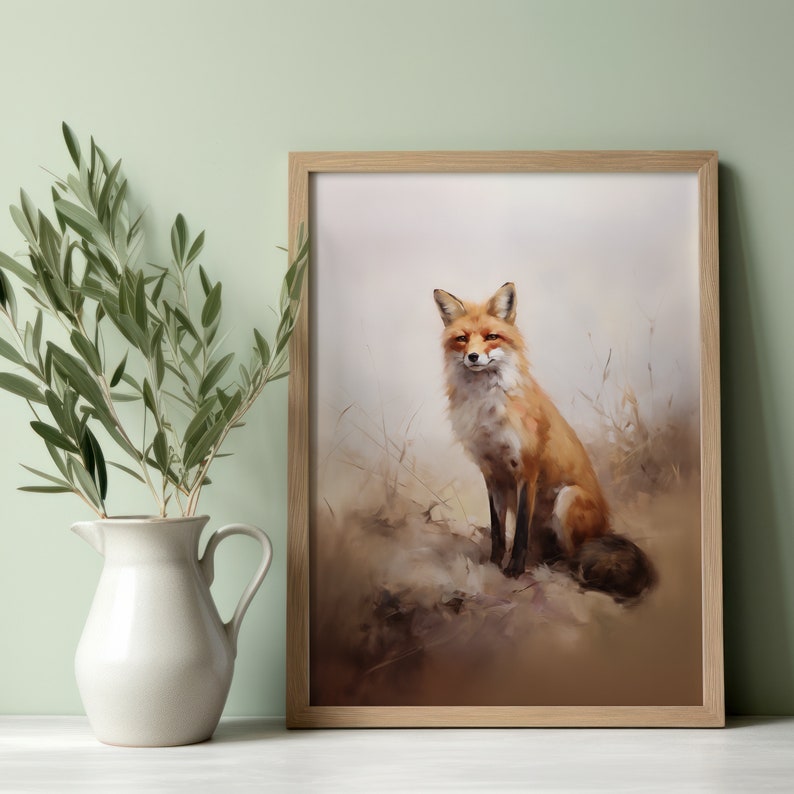 Vintage Style Fox Painting - Rustic Fox Wall Art, Antique-inspired ...