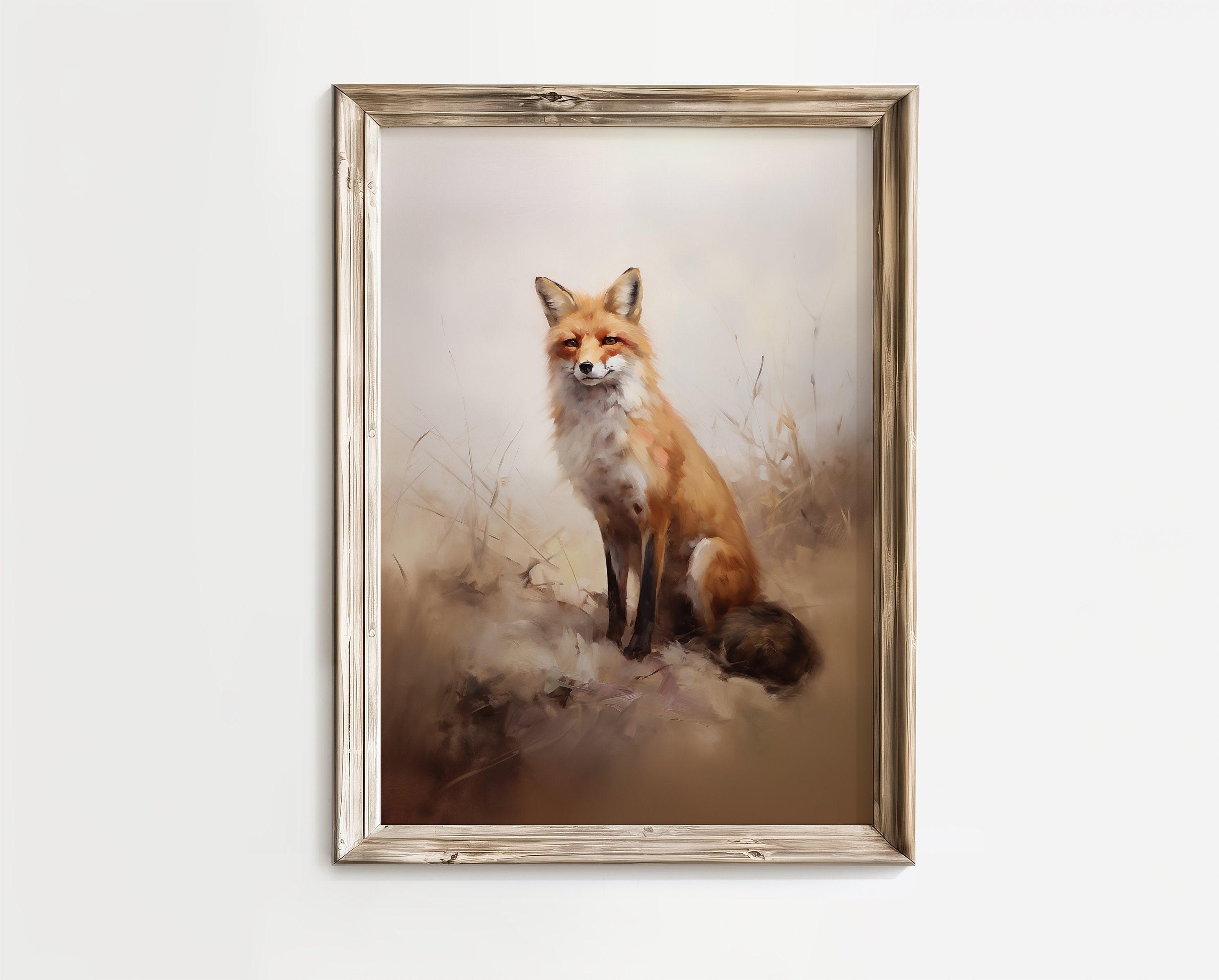 Vintage Style Fox Painting - Rustic Fox Wall Art, Antique-inspired ...