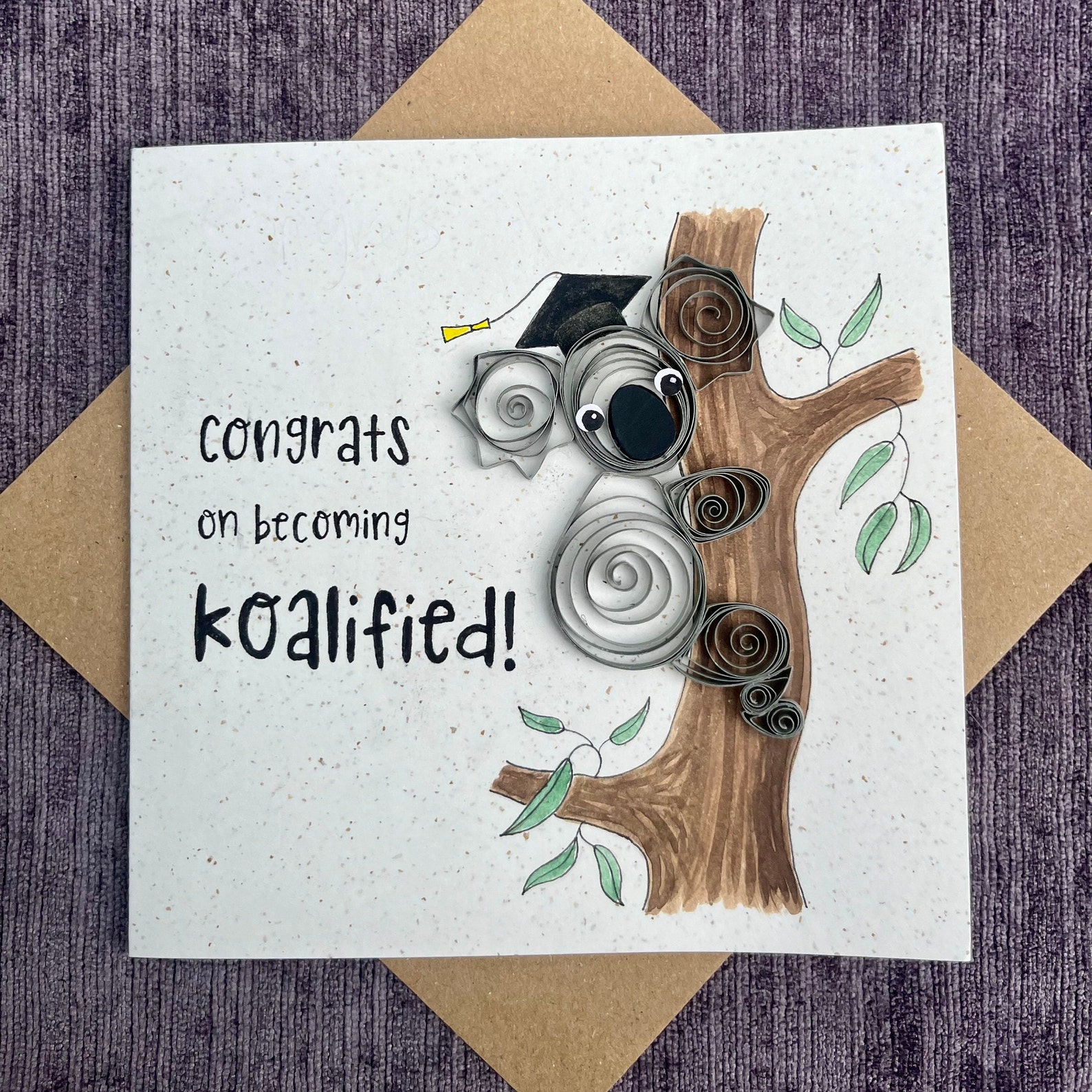 Unique Handmade Quilled Card – Congrats on Becoming Koalified Pun ...