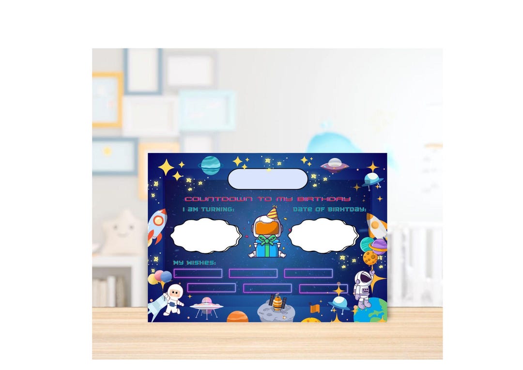 Printable Space Theme Birthday Countdown. With a Cut Out Paper String ...