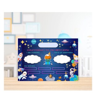 Printable Space Theme Birthday Countdown. With a Cut Out Paper String ...