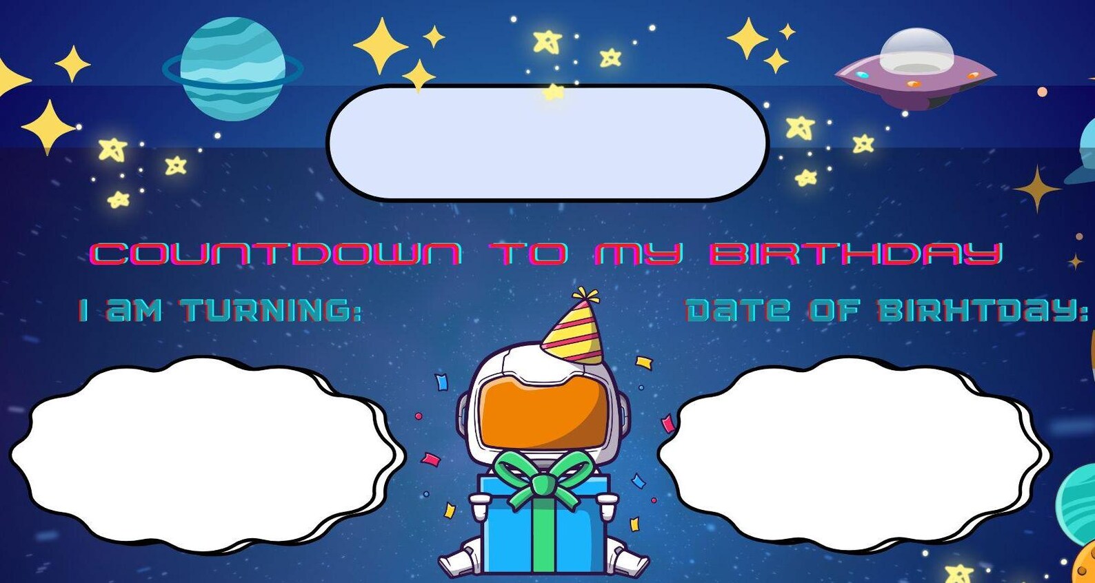 Printable Space Theme Birthday Countdown. With a Cut Out Paper String ...