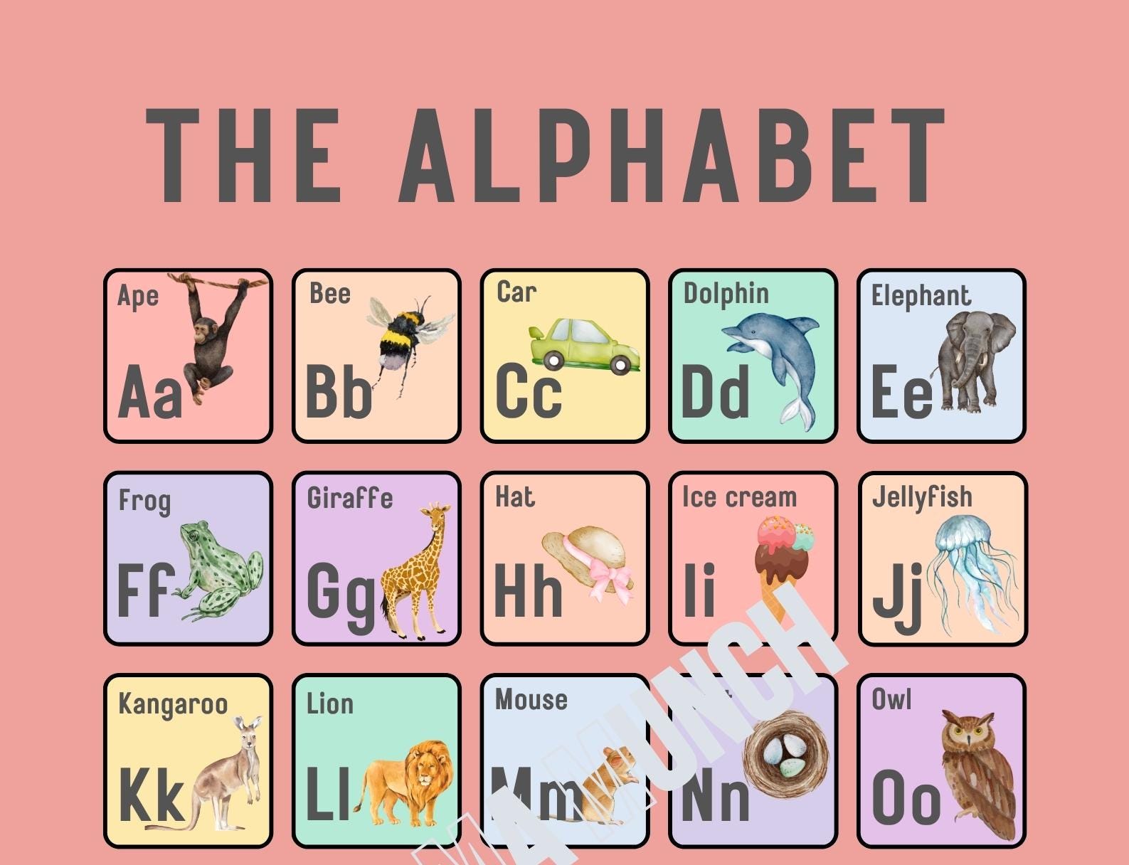 The English Alphabet Designed in Cosy Pastels. the Size is A3 and Has ...