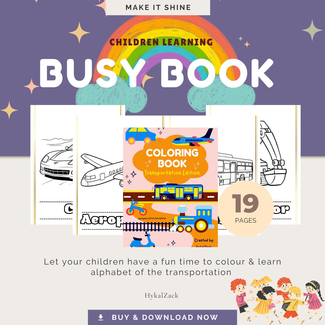 Busy Book Printable, Preschool & Kindergarten (transportation Edition ...