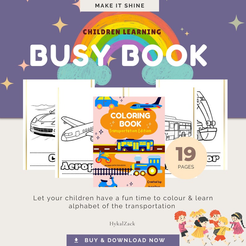 Busy Book Printable, Preschool & Kindergarten (transportation Edition ...