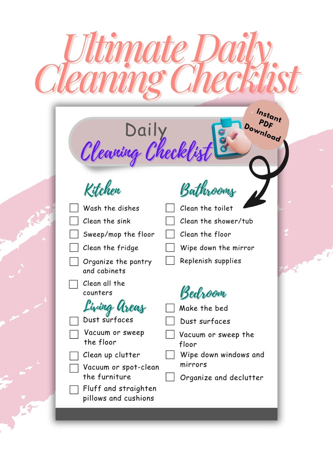 3D Cleaning Planner, Cleaning Checklist, Cleaning Schedule, ADHD ...
