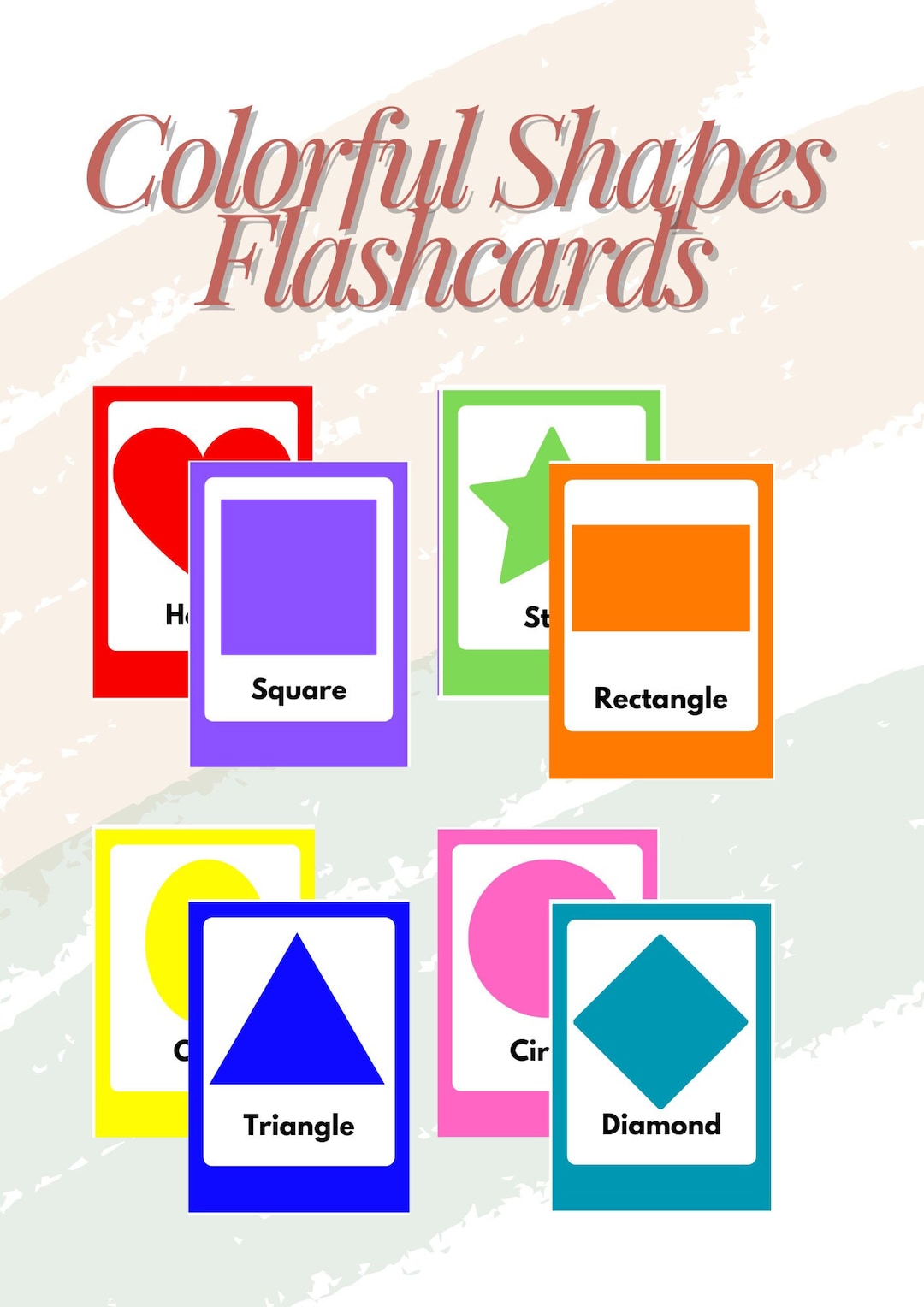Rainbow Shapes Flash Cards, Preschool Materials, Homeschool Printables ...