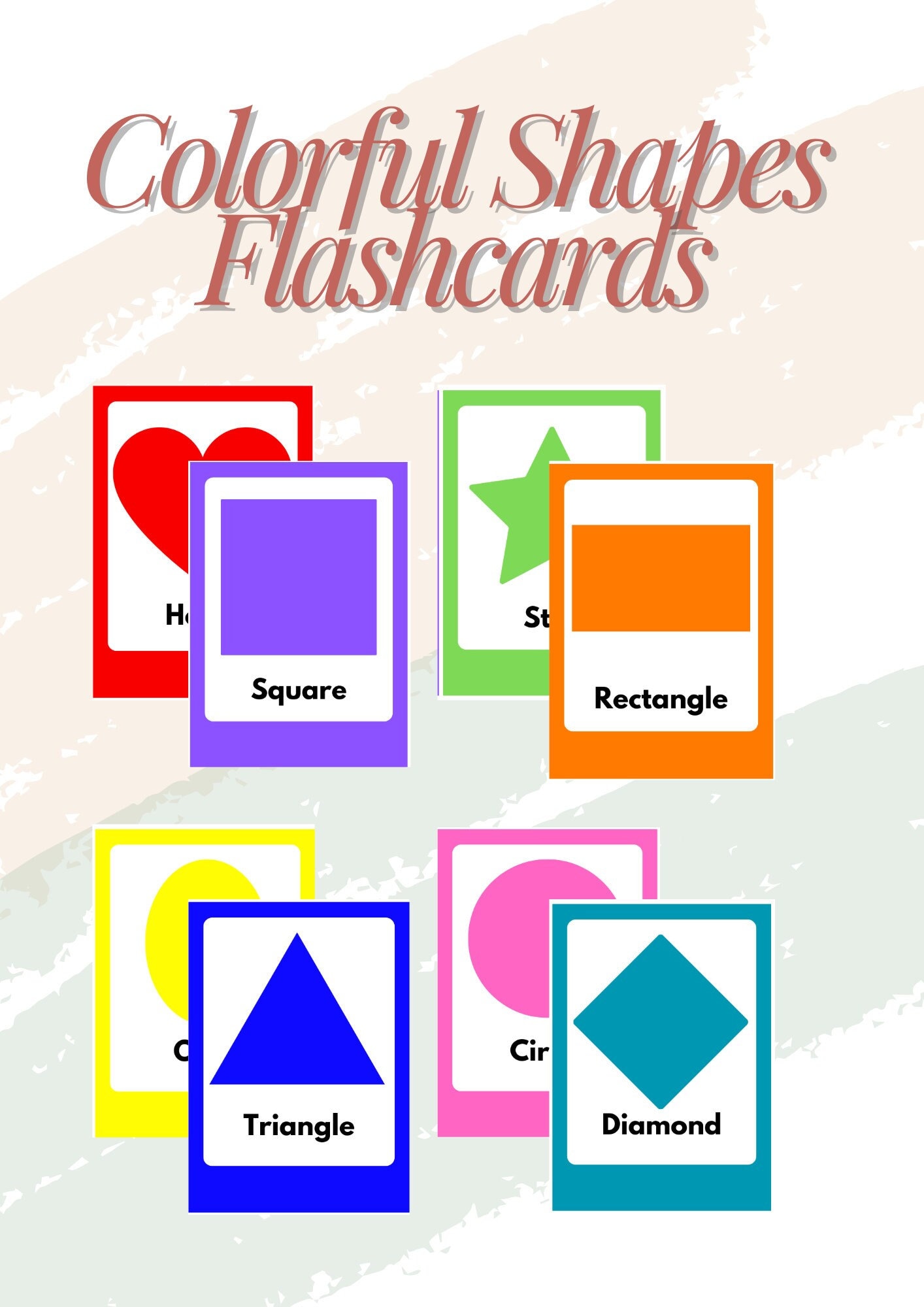 Rainbow Shapes Flash Cards, Preschool Materials, Homeschool Printables ...