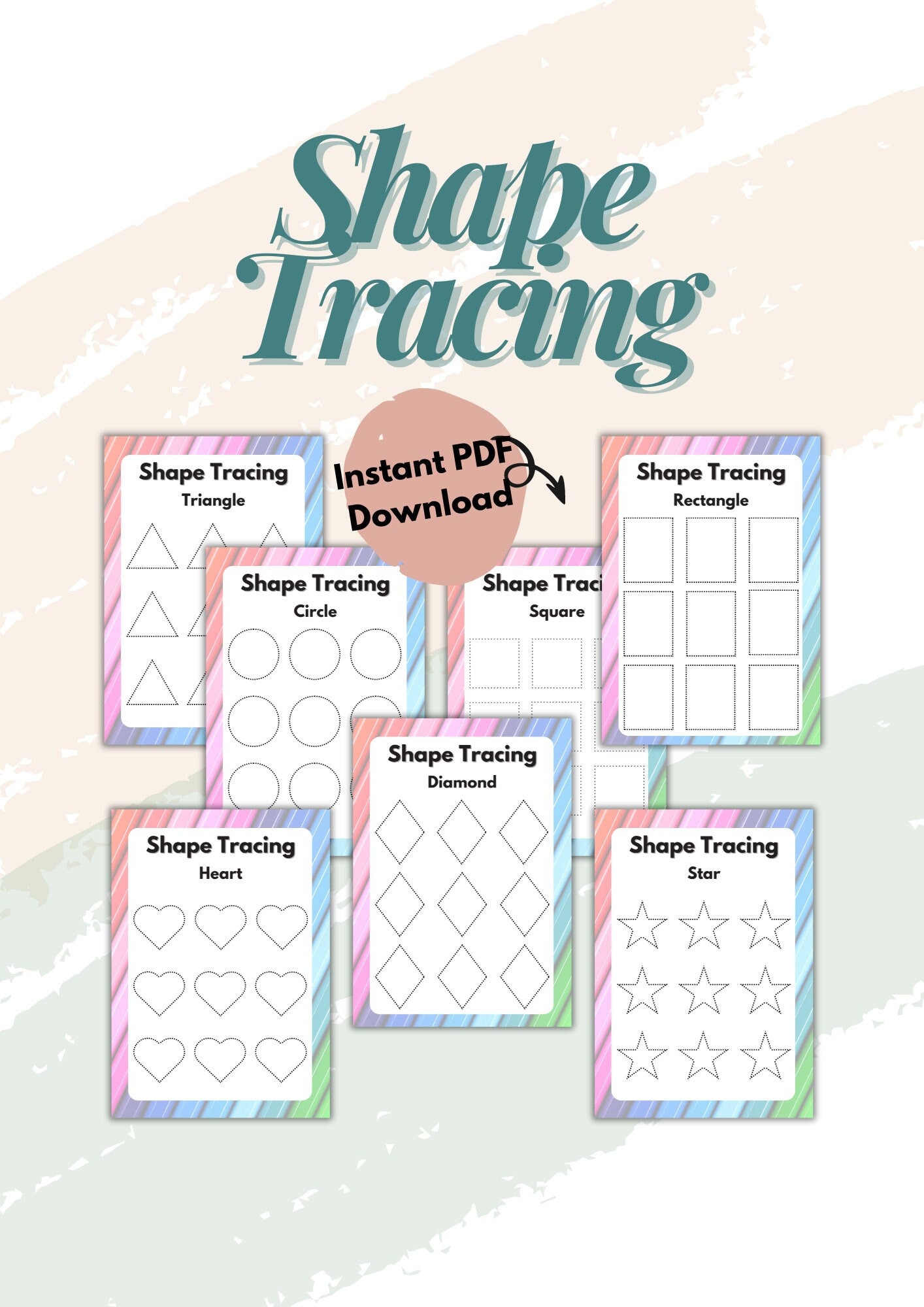 Preschool Shape Tracing, Basic Shape Tracing, Shape Tracing Worksheets ...