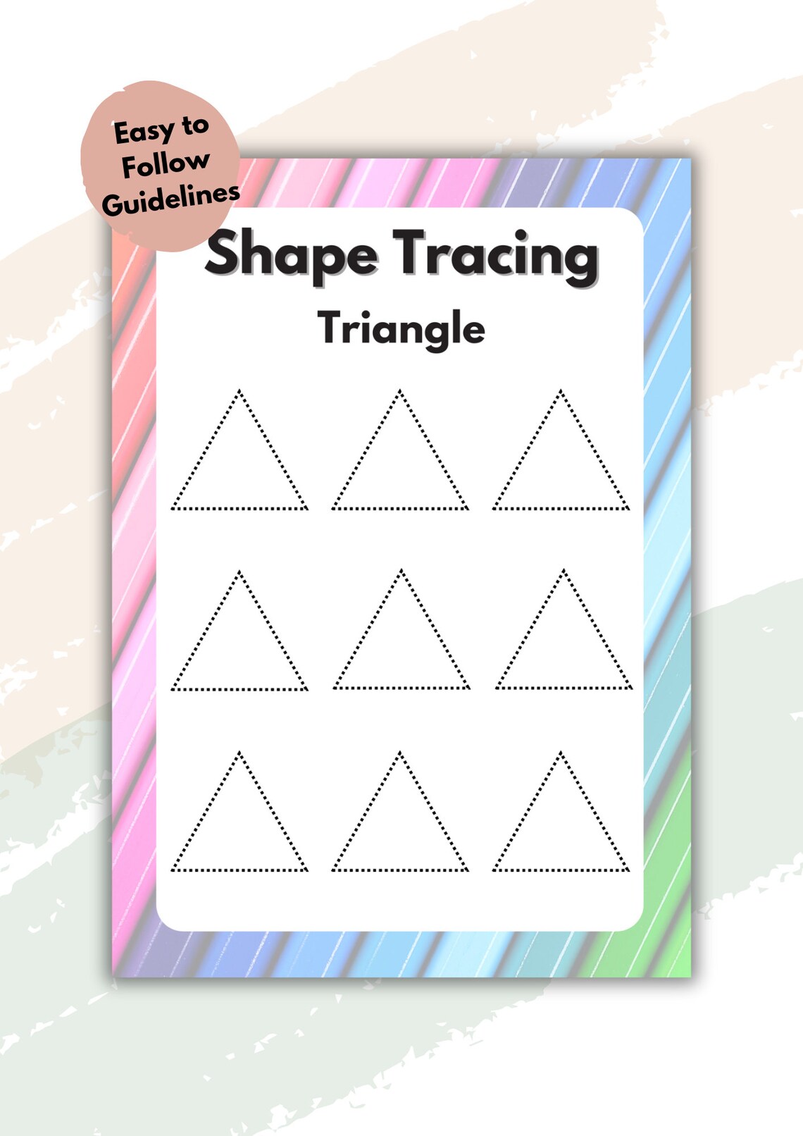 Preschool Shape Tracing Worksheets, Basic Shapes (PDF Pattern) - Etsy