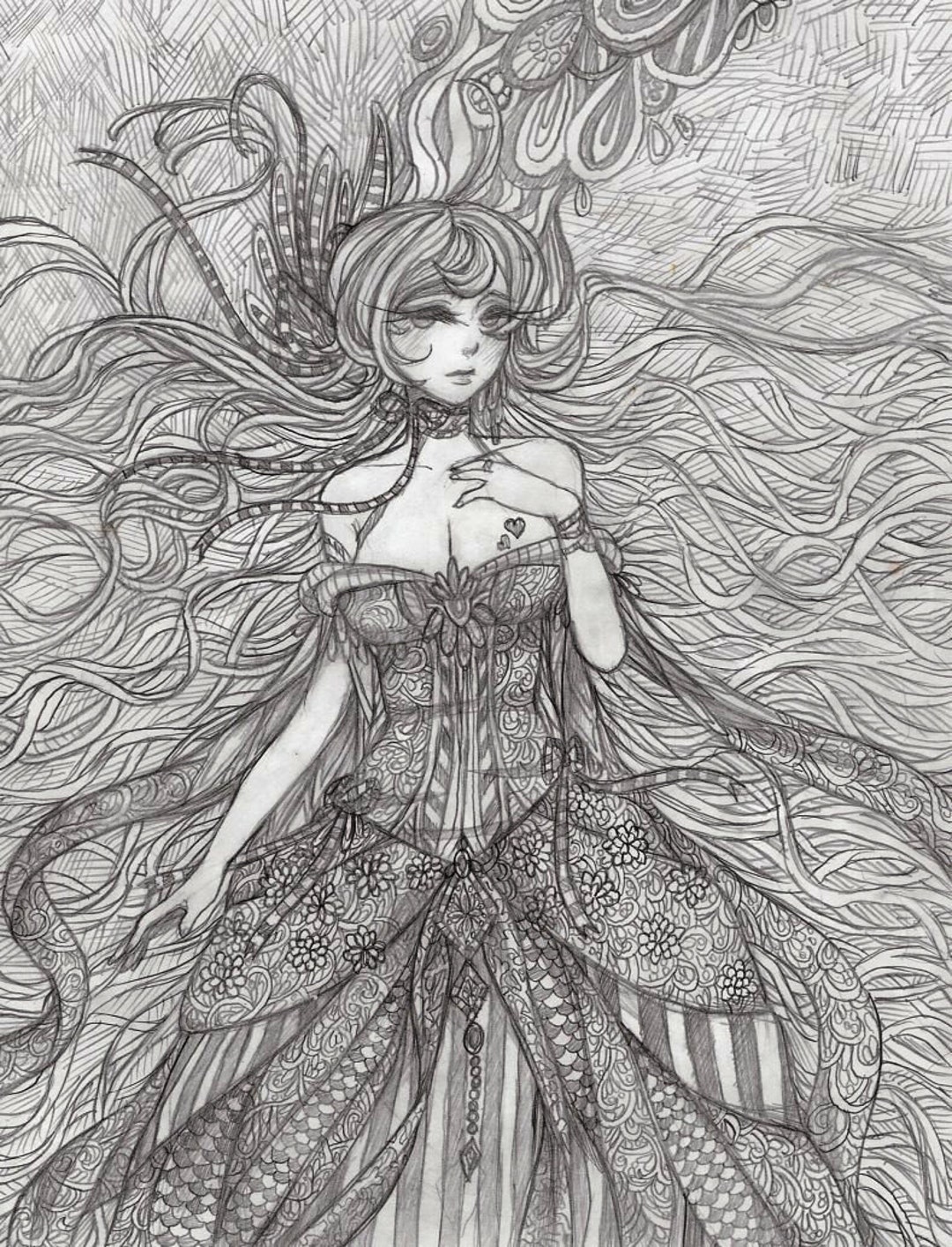 Original Anime Style 8.5x11 Fantasy Drawing 1 - Etsy