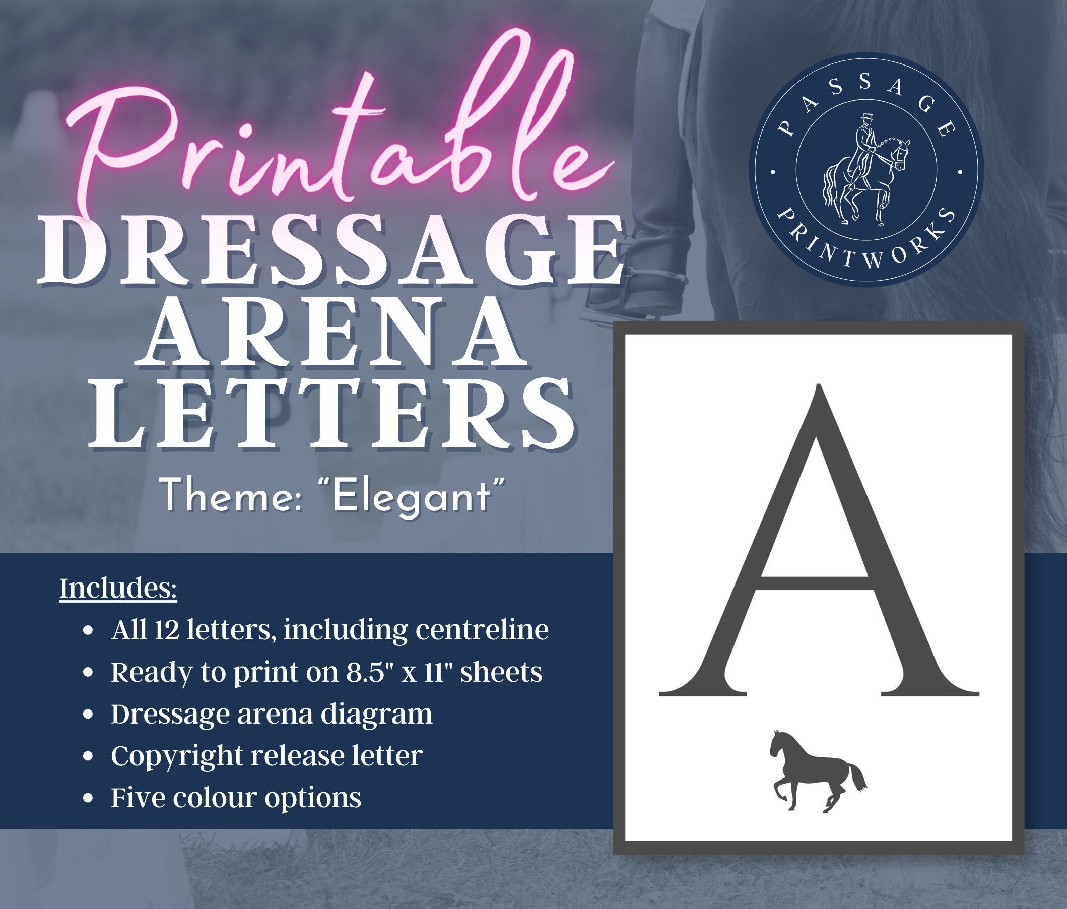 Elegant Printable Dressage Arena Letters - Ready to Print - 20x40 and ...