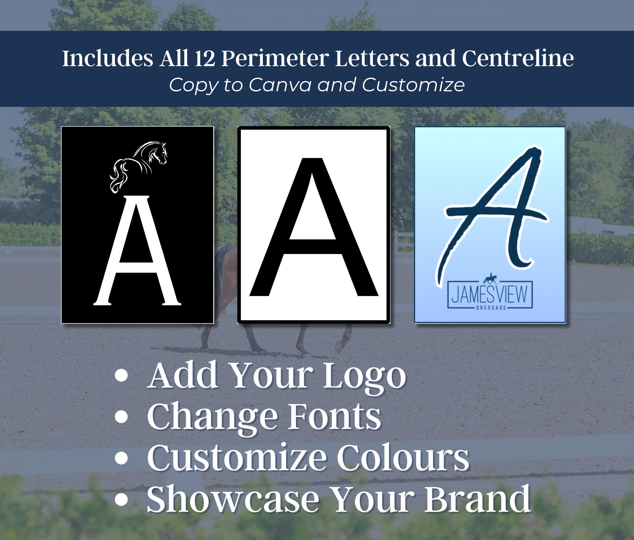 Dressage Arena Letters Canva Template - 20x40 and 20x60 - Etsy