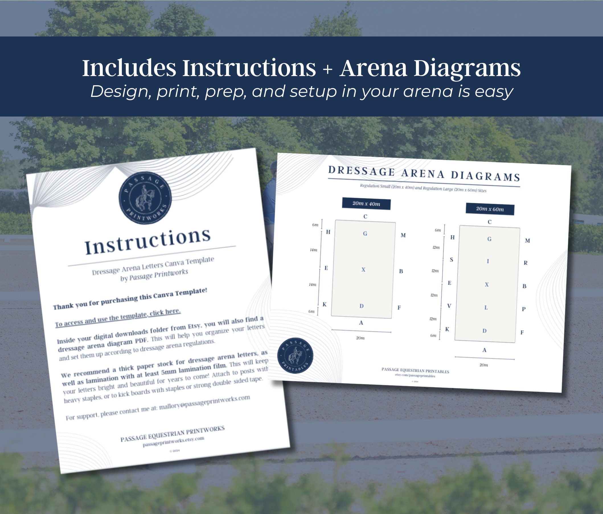 Dressage Arena Letters Canva Template - 20x40 and 20x60 - Etsy