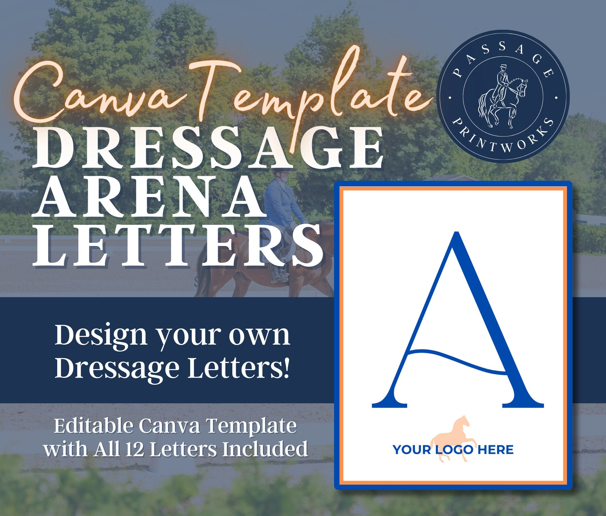 Dressage Arena Letters Canva Template - 20x40 and 20x60 - Etsy