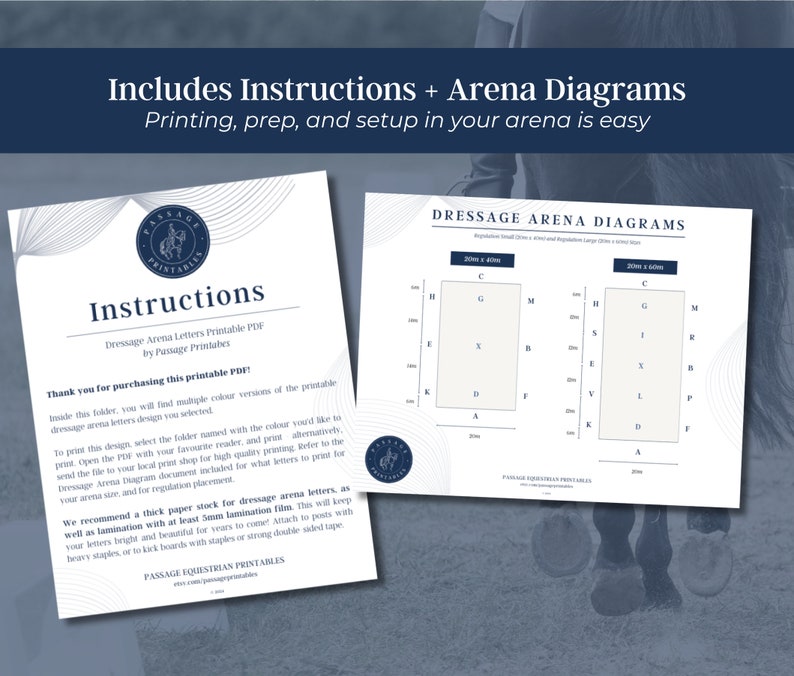 Elegant Printable Dressage Arena Letters - Ready to Print - 20x40 and ...