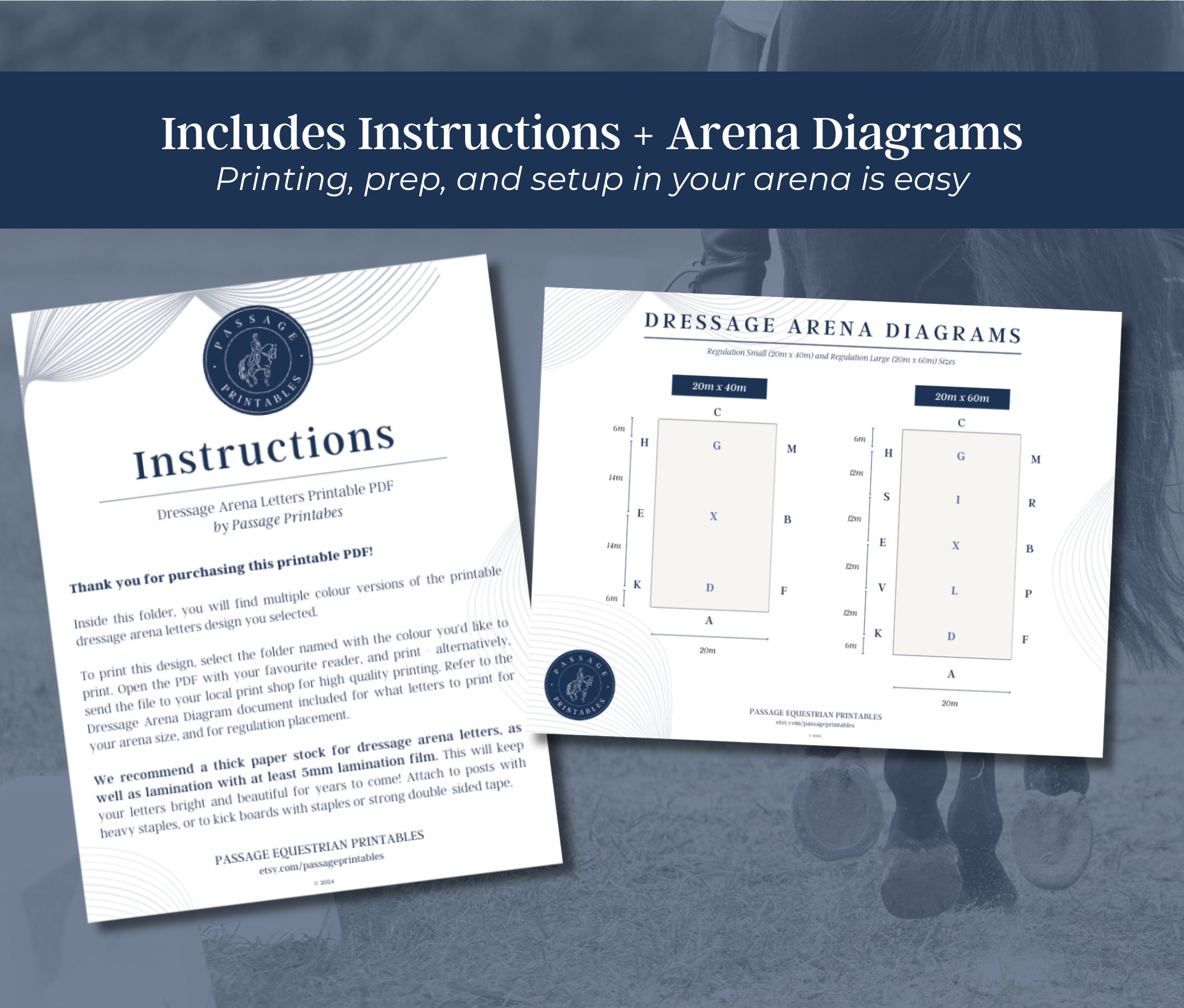 Elegant Printable Dressage Arena Letters - Ready to Print - 20x40 and ...