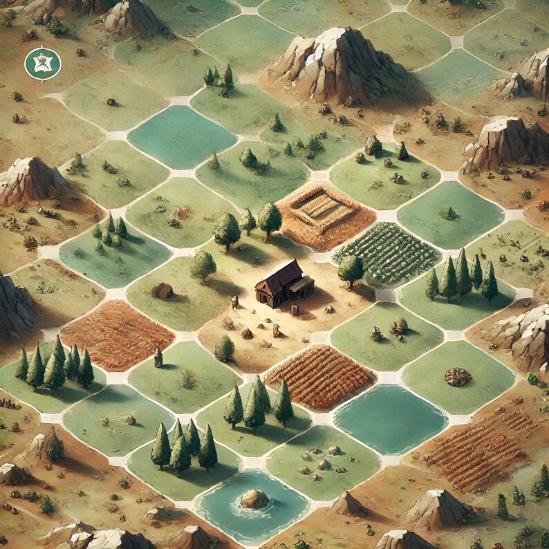 A Mythical Watercolour Isometric Landscape - Etsy