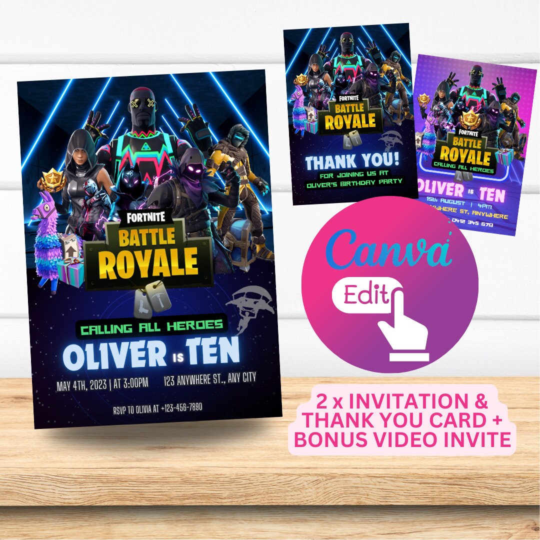 Fort Gamer Birthday Invitations - Instant Download & Canva Customization! Popular! Fort! - Etsy