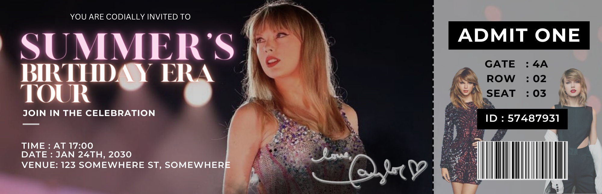 Swifty Style Era Birthday Invitations - Instant Download & Fully ...