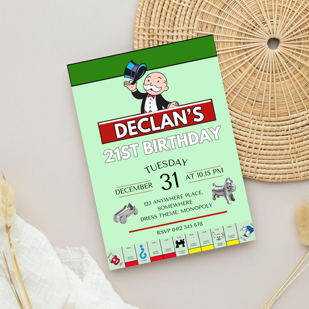 Monopoly Birthday Invitations X2! Fully Customisable Canva Template ...