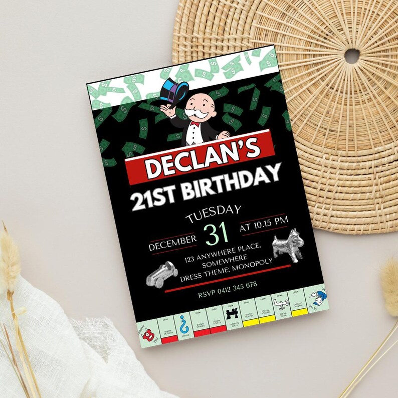 Instant Download - Monopoly Game Style Birthday Invitations X2! Fully ...