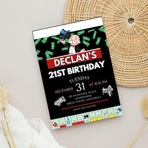 Instant Download - Monopoly Game Style Birthday Invitations X2! Fully ...