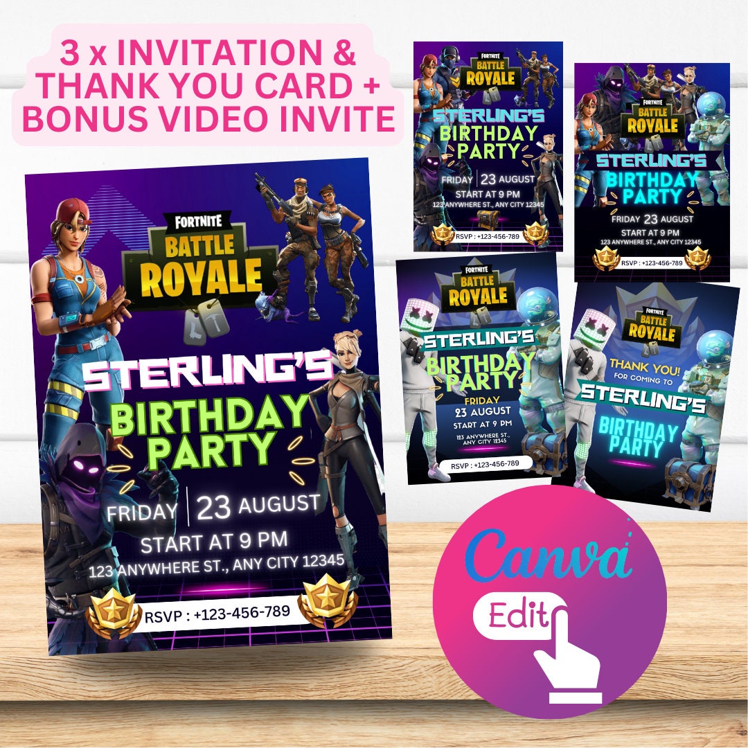 Fort Gamer Birthday Invitations - Instant Download & Canva Customization! Popular! Fort! - Etsy