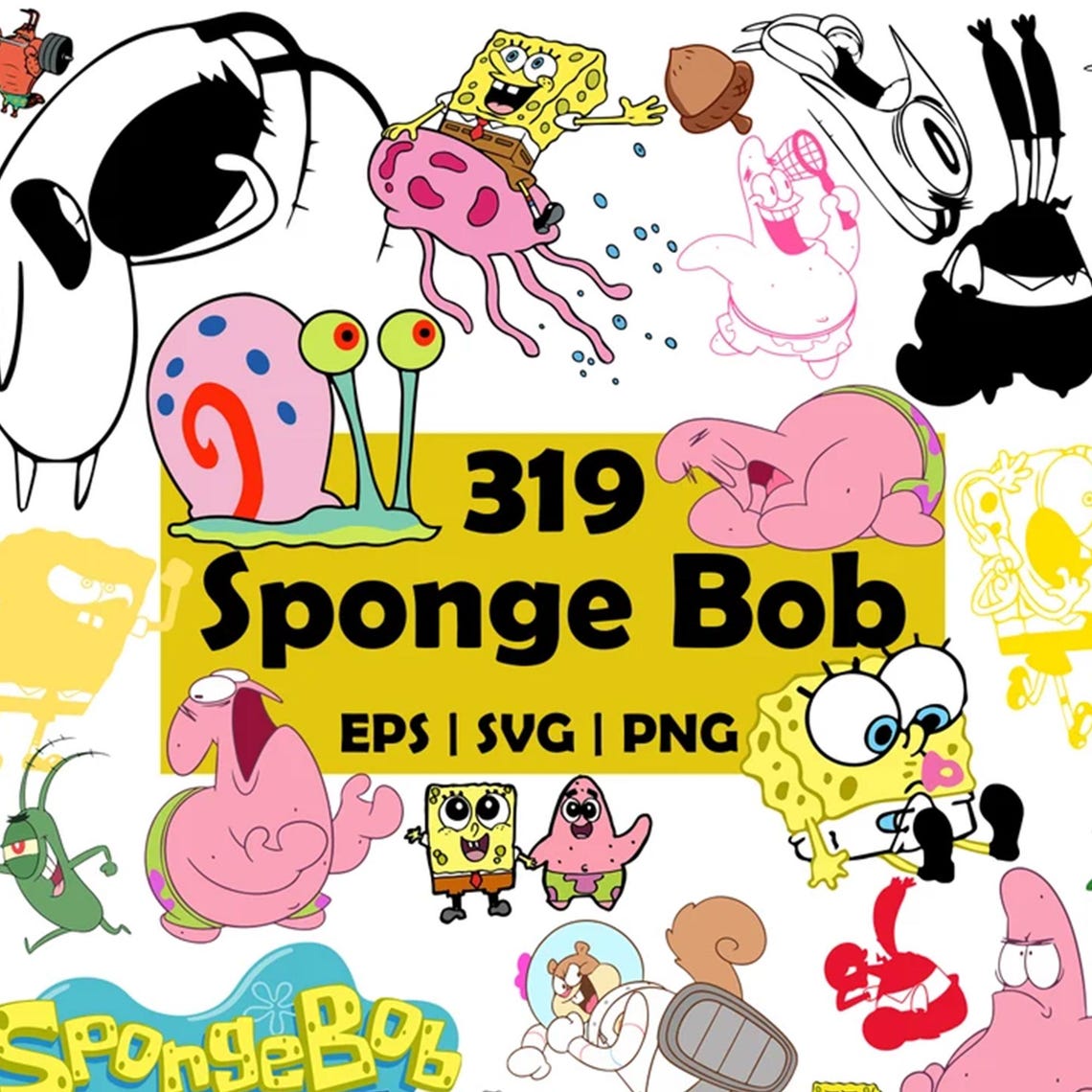Sponge Bob SVG Bundle Digital Download, Sponge Bob PNG, Sponge Bob ...