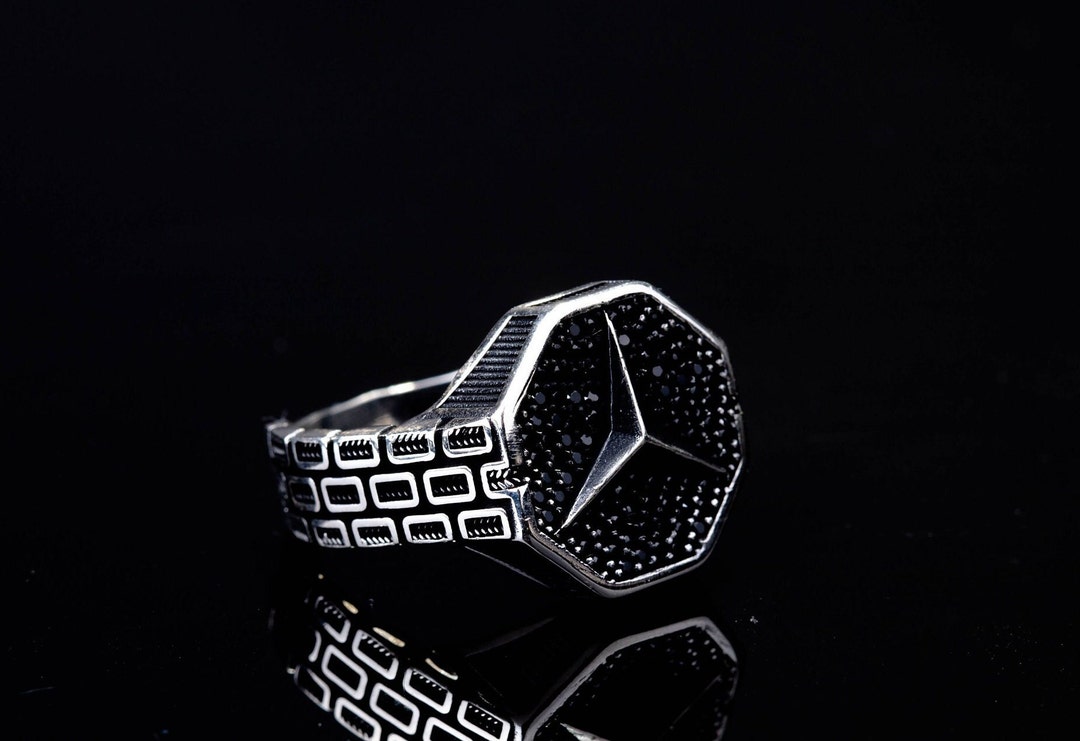 Mercedes Logo 03 Luxury Silver Men's Ring, Passion for Speed, Car Lover ...