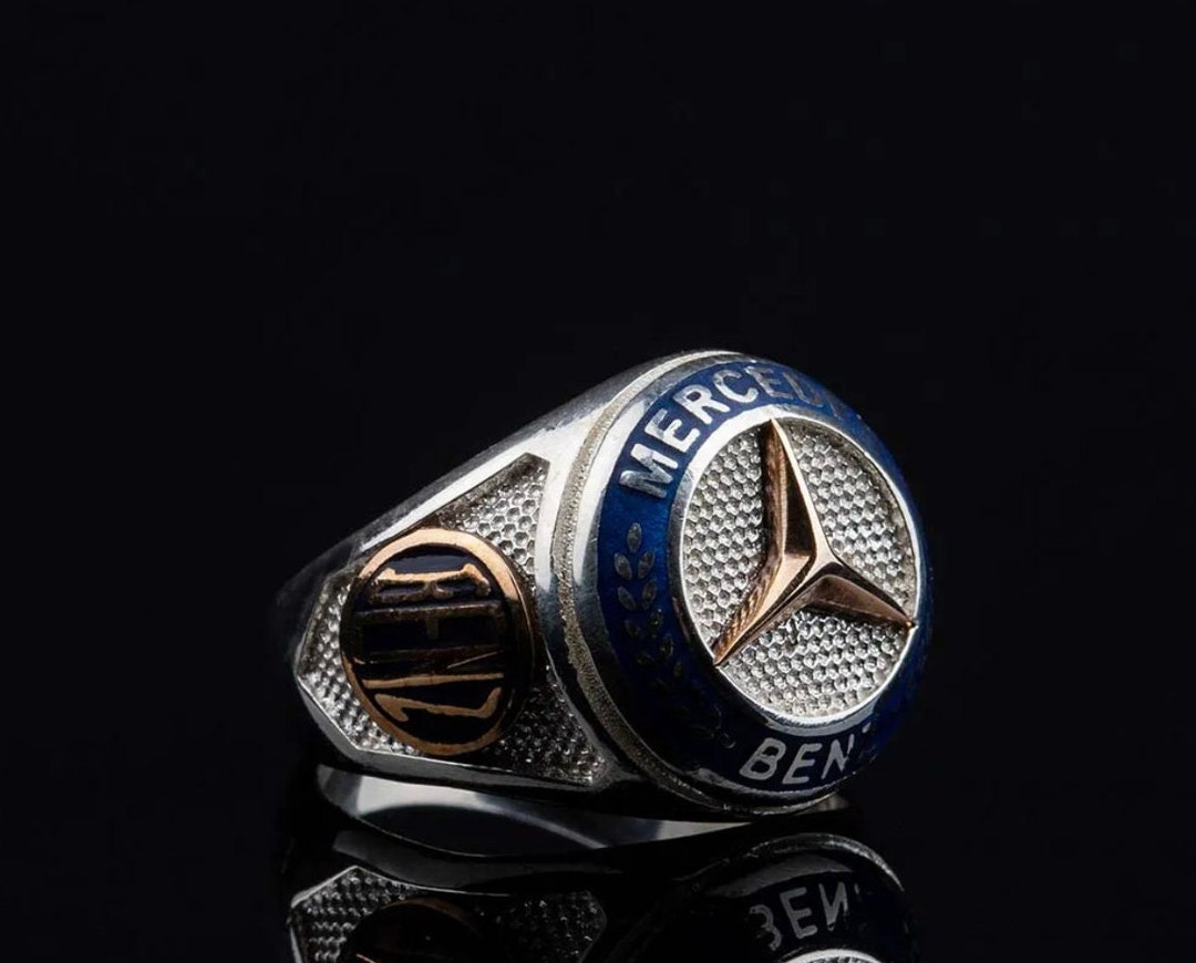 Mercedes Logo Luxury Silver Men's Ring, Passion for Speed, Car Lover ...