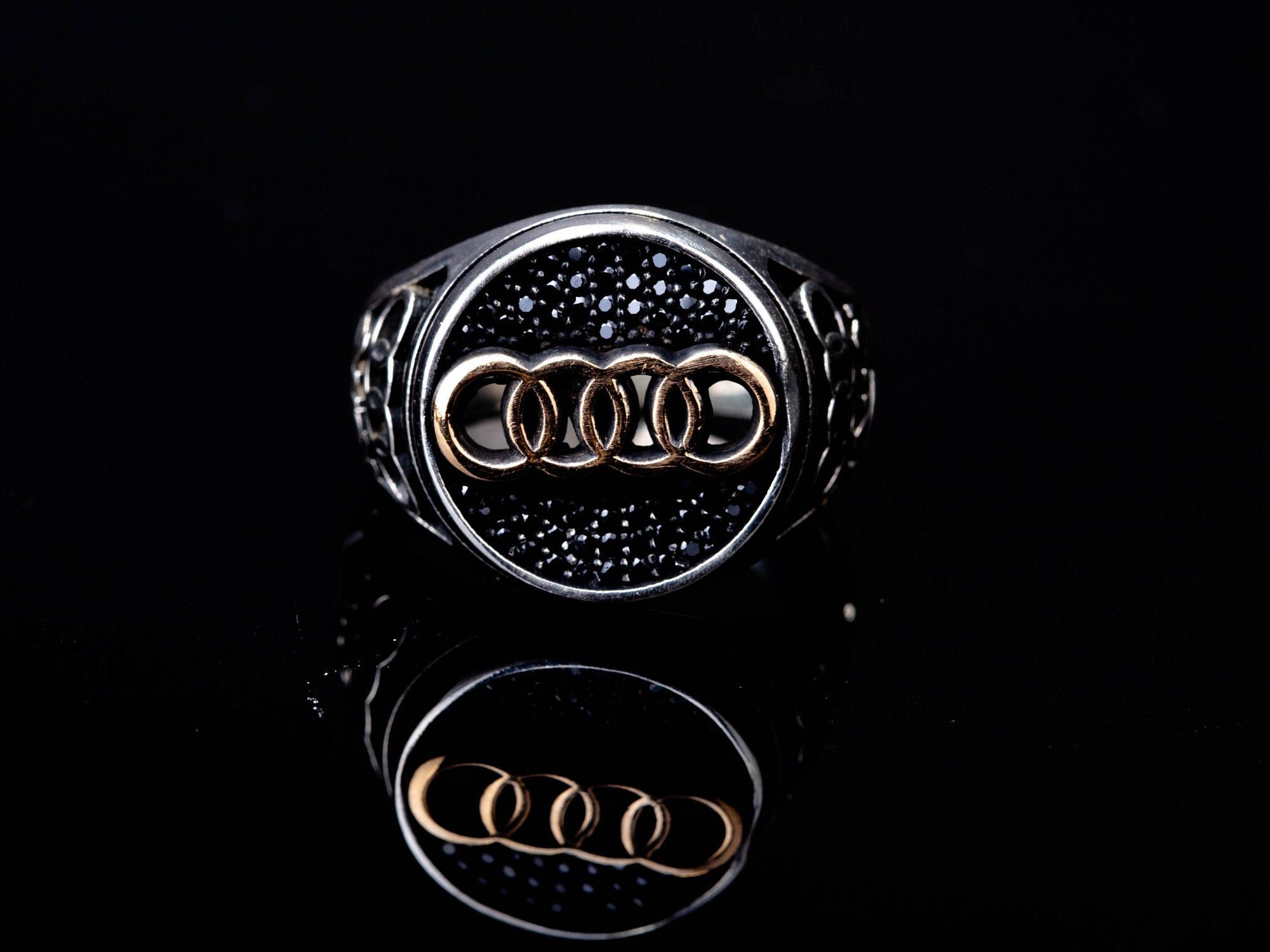 Audi Logo Luxury Silver Men's Ring 03 Passion for Speed, Car Lover Ring ...