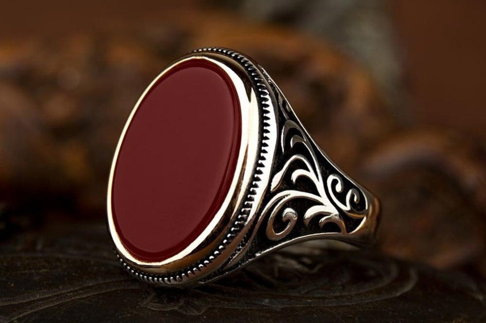 Powerful Energy Red Aqeeq Stone Silver Men Ring, Handmade Silver ...