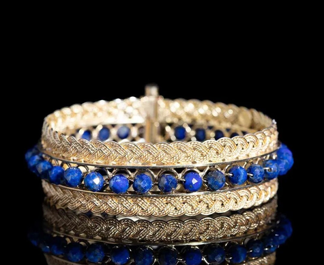 Traditional Indian Bangle With Blue Lapis Stone on Golden, Wedding Bangles, Tribal Ethnic ...