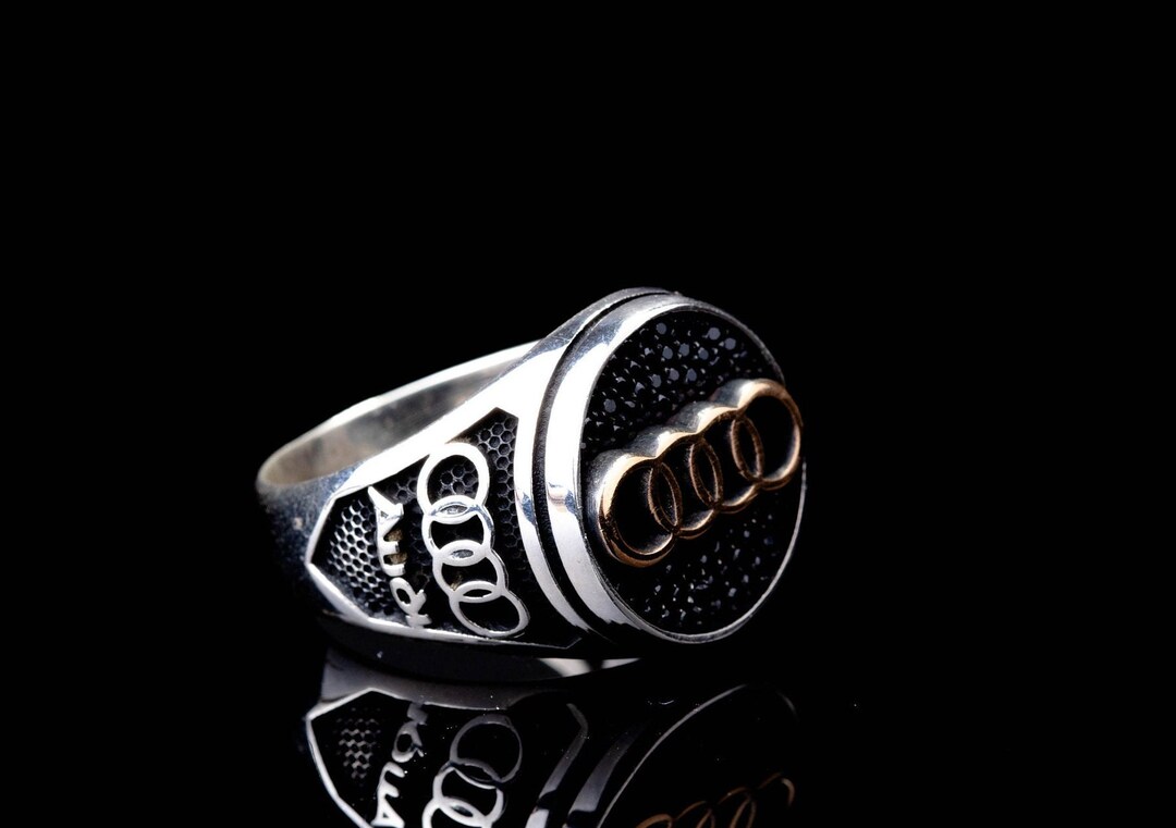 Audi Logo Luxury Silver Men's Ring 03 Passion for Speed, Car Lover Ring ...