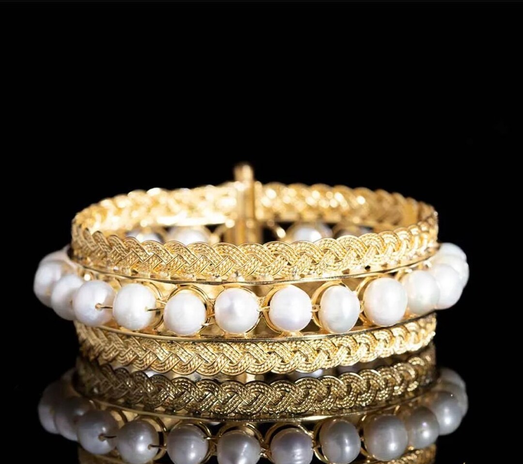 Exotic Indian Bangle Mother of Pearl Golden, Wedding Bangles, Indian ...